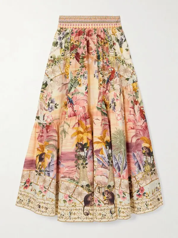 Camilla The White Lotus Crystal-embellished Printed Maxi Skirt