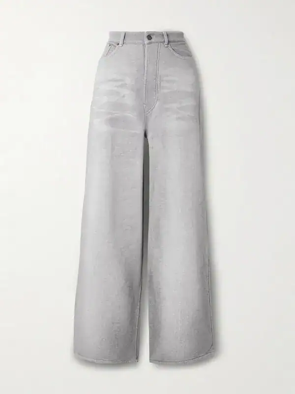 Acne Studios Organic Cotton-Jersey Wide-Leg Pants In Gray - 40
