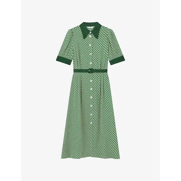 Lk Bennett Valerie Polka-Dot Petite Woven Midi Dress In Mul-Green - 60% Off  | Editorialist