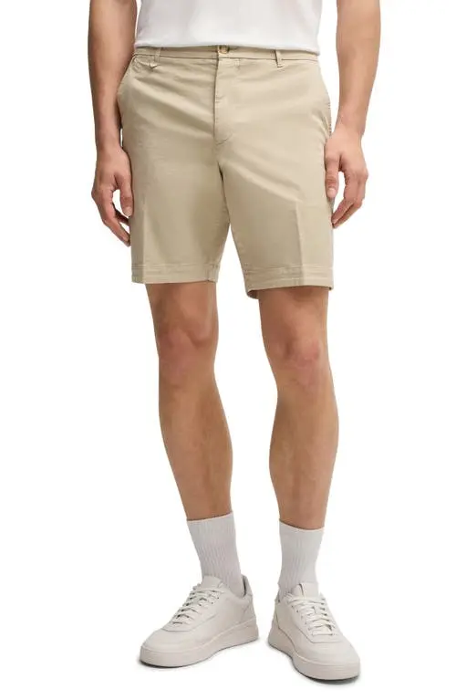 Hugo Boss Slice Stretch Cotton Shorts - Light Beige