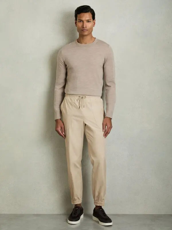 REISS Lavenham Technical Cargo Trousers - Stone