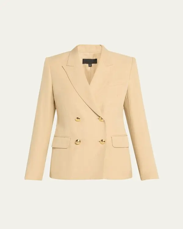 NILI LOTAN Veda Double-breasted Linen Jacket - Khaki