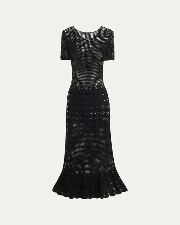 NILI LOTAN Yoko Open-knit Maxi Dress