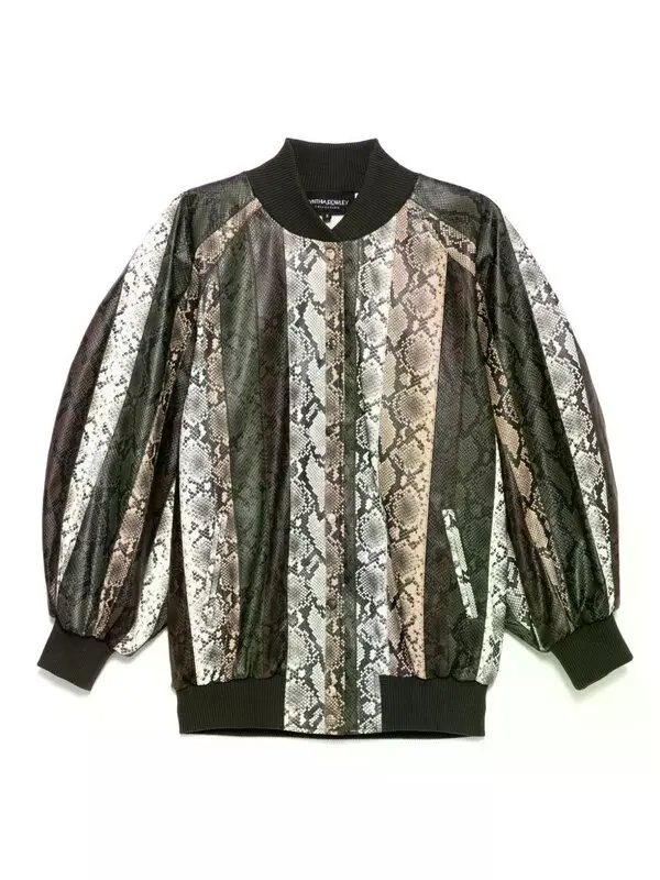 Cynthia Rowley Snake-embossed Bomber Jacket - Green