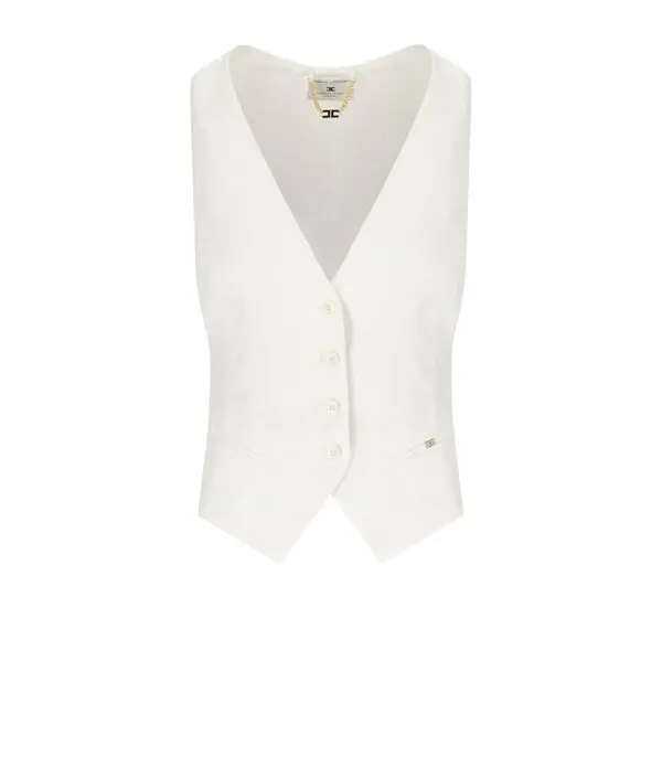 Elisabetta Franchi Viscose-linen Vest - Beige