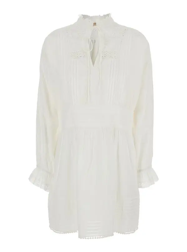 TWINSET Cotton Dress With Pleated And Embroidered Details