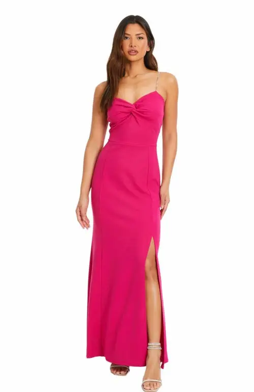 QUIZ Scuba Crepe Dress With Diamante Straps