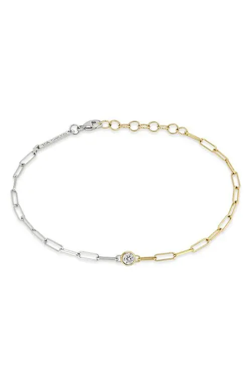 Zoe Chicco Diamond Bezel Paper Clip Chain Bracelet