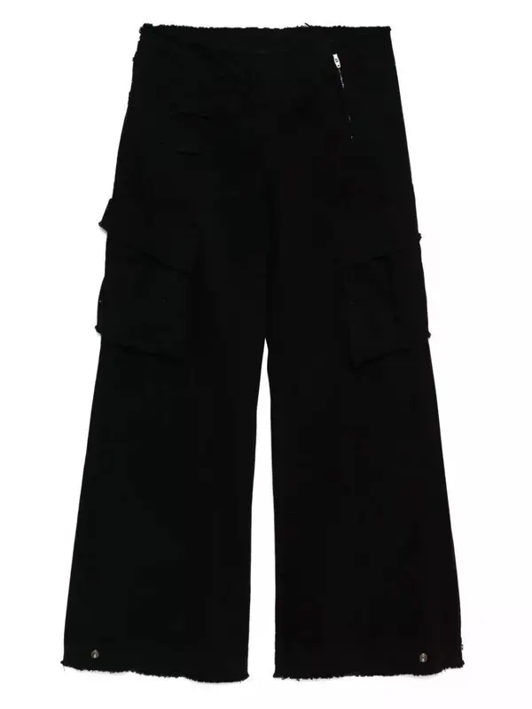 GROUND ZERO Frayed Cargo Trousers - Black