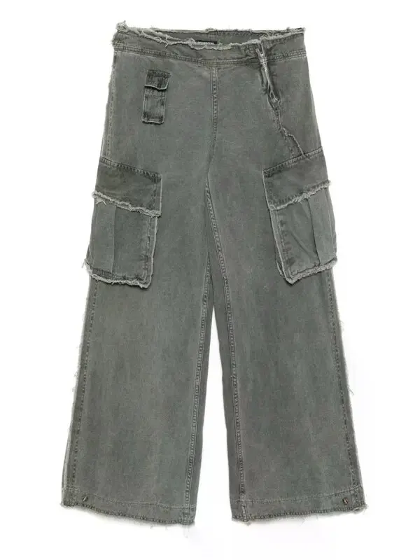 GROUND ZERO Frayed Cargo Trousers - Green