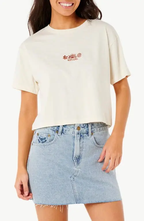 Rip Curl Embroidered Logo Crop T-shirt - Bone