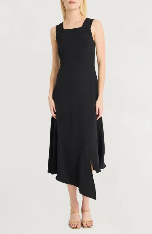 LUXELY Asymmetric Sleeveless Midi Dress - Meteorite