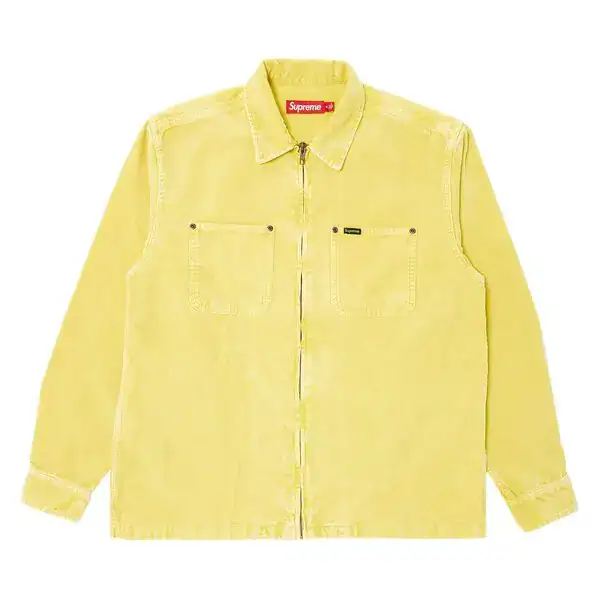 Supreme Washed Corduroy Zip Up Shirt - Yellow | Editorialist