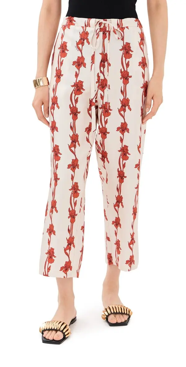 La DoubleJ Floral Iris Print Drawstring Pants
