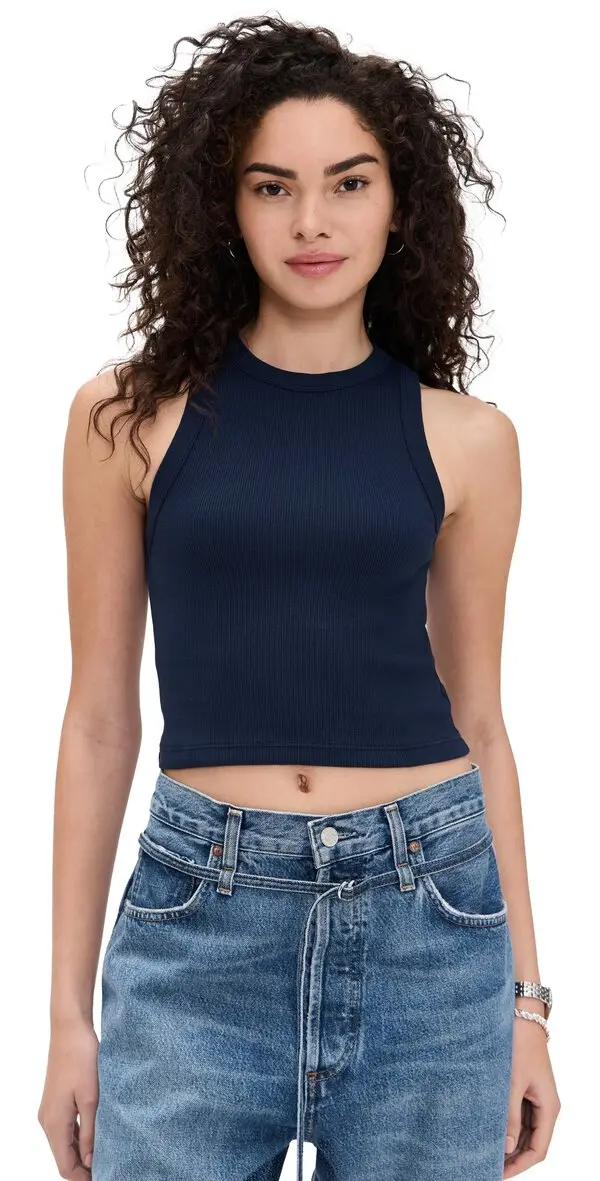 Sold Out NYC Cropped Tank Top - Navy