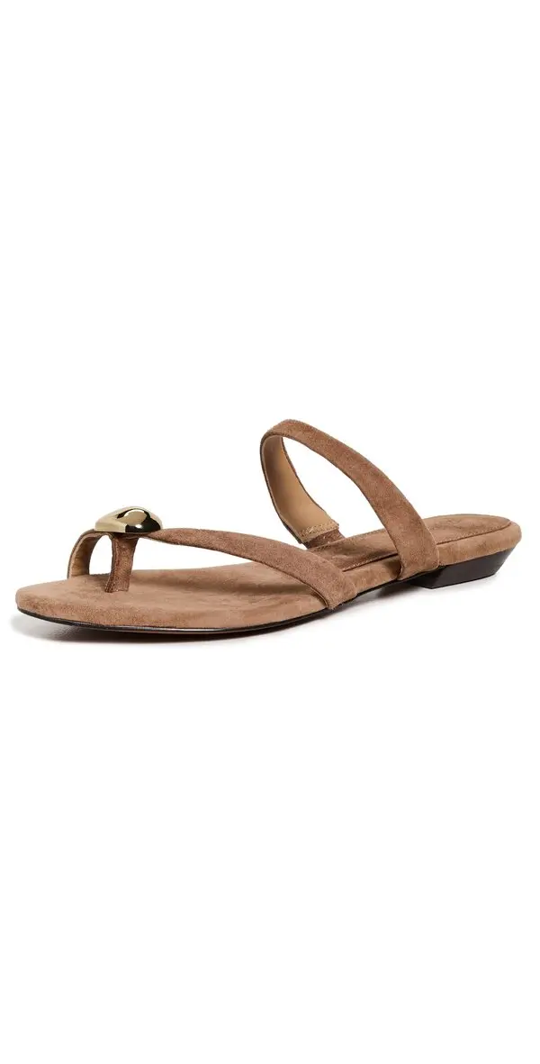 Madewell Mila Hardware Thong Slide Sandals - Aged Cognac