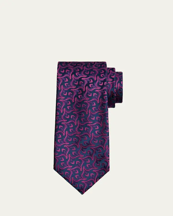 Charvet Woven Vine Silk Tie - 6-pnk