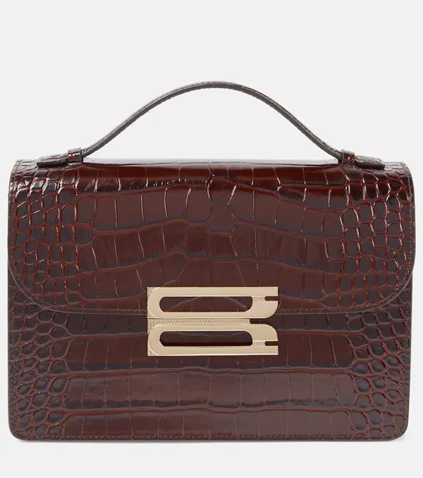 Victoria Beckham Dorian Small Croc-Effect Leather Shoulder Bag In