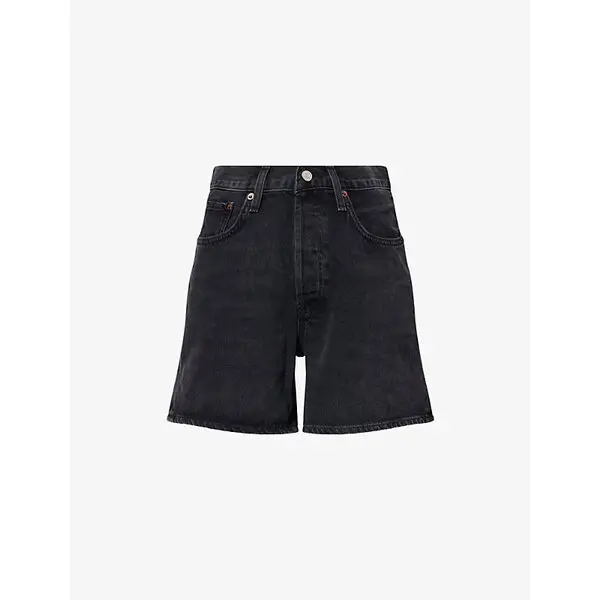 AGOLDE V-waist Mid-rise Denim Shorts - Bounce (worn Blk Vint)