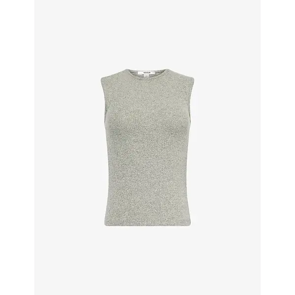 AGOLDE Binx Ribbed Knit Top - Celery (green Heather)