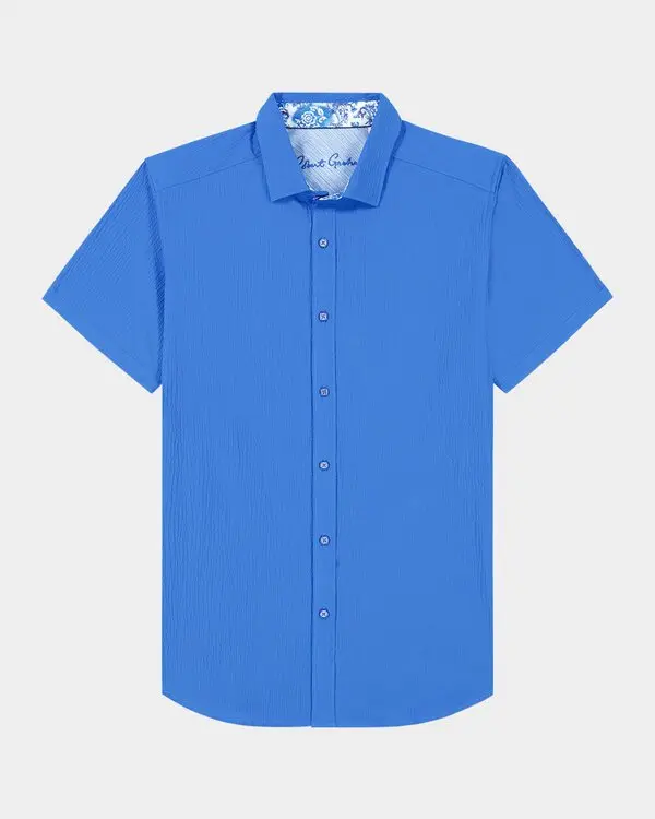 Robert Graham Thresher Textured Short-sleeve Shirt - Cobalt