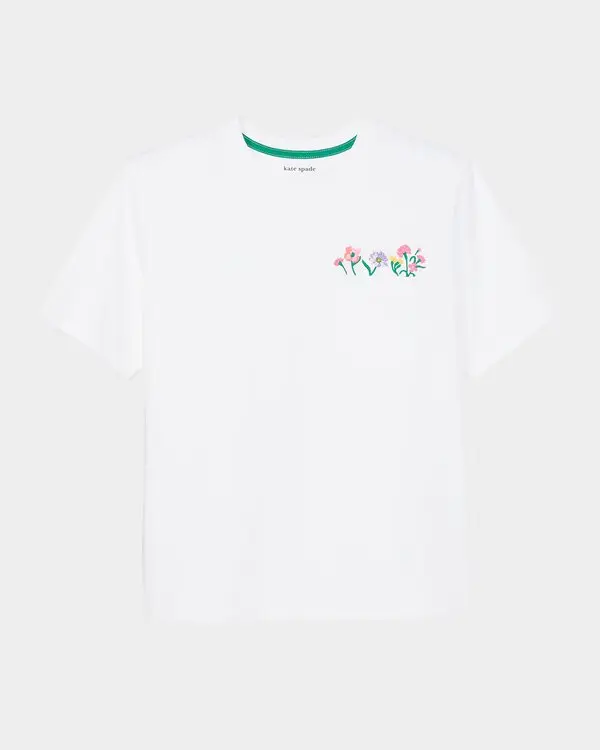 Kate Spade New York Spring Bouquet Embroidered Cotton Tee