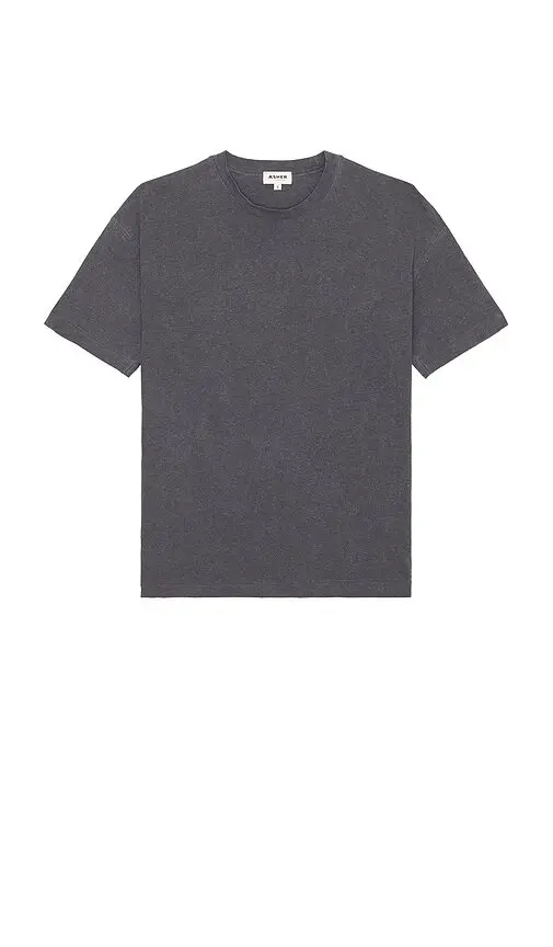 ASHER Noah Cotton Linen Tee In Black - Washed Black