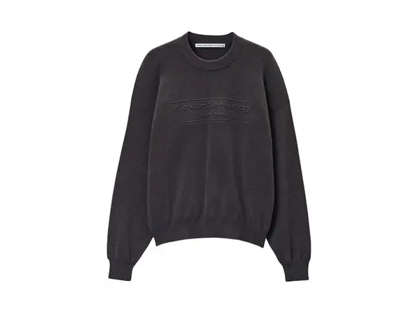 Alexander Wang Embossed Logo Ribbed Pullover - Grey