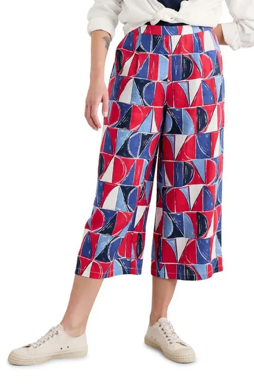 SEASALT CORNWALL Peaceful Haven Linen Culottes - Sail Geo Scarlet