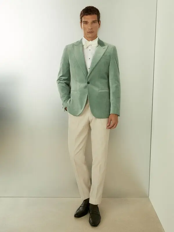 REISS Apsara Velvet Single Breasted Blazer