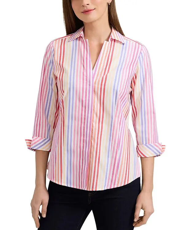 Foxcroft Taylor Multi Stripe Shirt - Pink Multi
