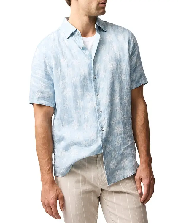 Rodd & Gunn Belleknowes Regular Fit Short Sleeve Linen Shirt - Mist