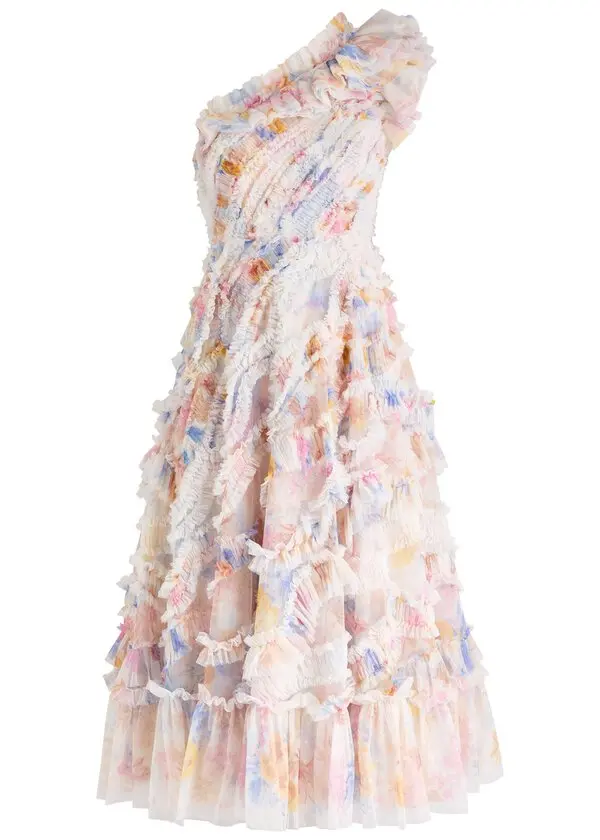 NEEDLE & THREAD Mariannes Ruffled Tulle Midi Dress