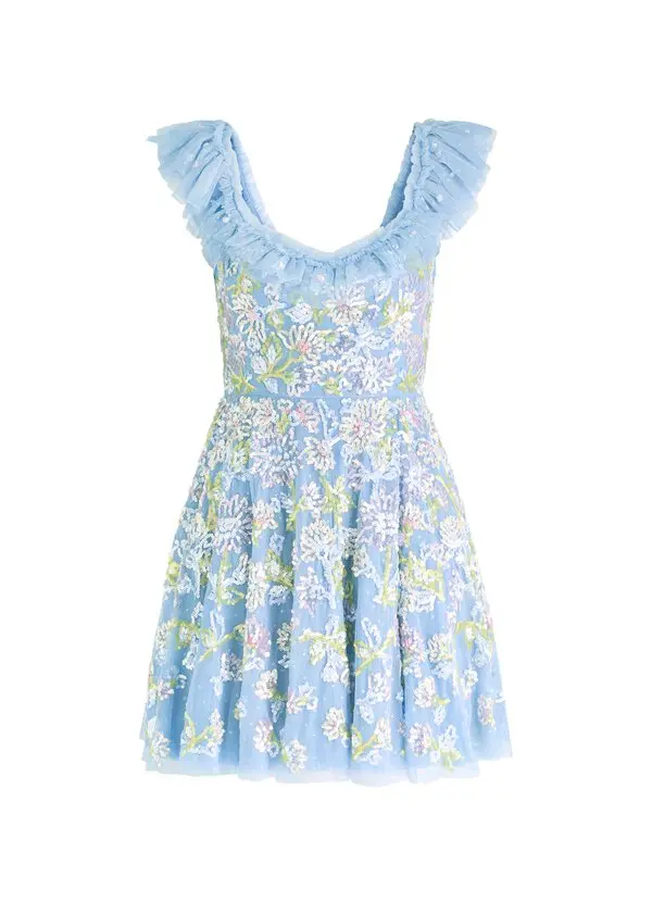 NEEDLE & THREAD Sequin-embellished Tulle Mini Dress