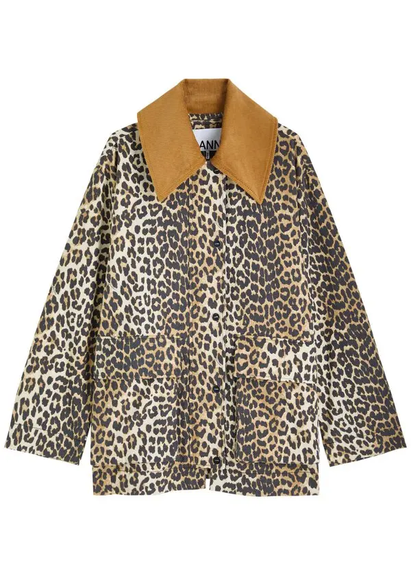 GANNI Print Canvas Jacket - Leopard