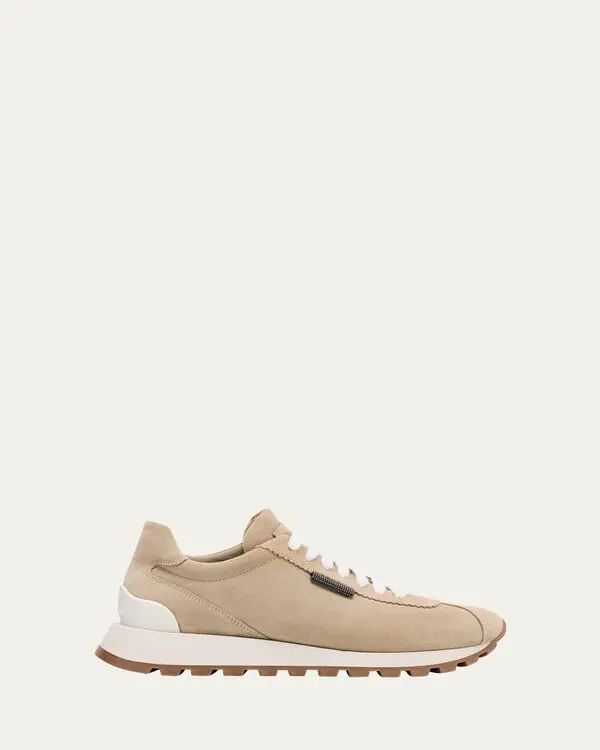Brunello Cucinelli Suede Runner Sneakers With Monili Tab