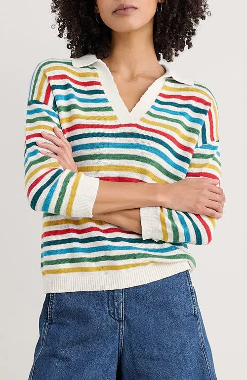 SEASALT CORNWALL Gwynver Stripe Johnny Collar Sweater