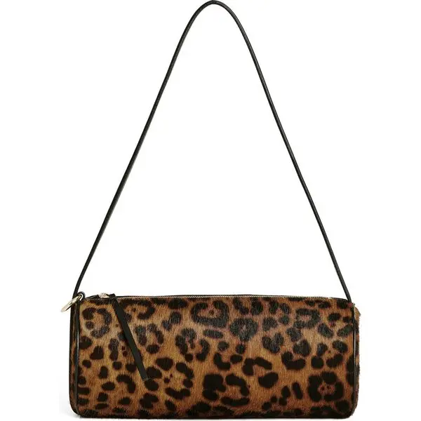REFORMATION Simona Suede Cylinder Shoulder Bag - Leopard Calfhair