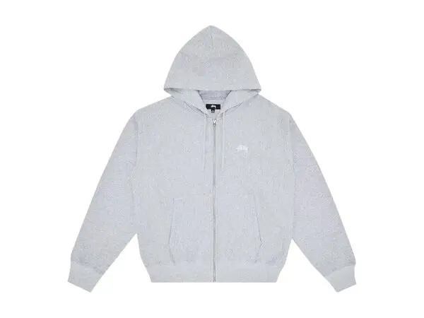 StÜssy Stock Logo Zip Hoodie - Grey Heather