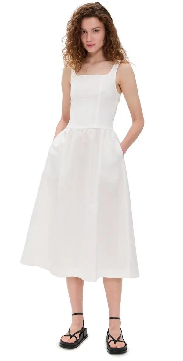 ALIGNE Rosia Linen Midi Dress - White