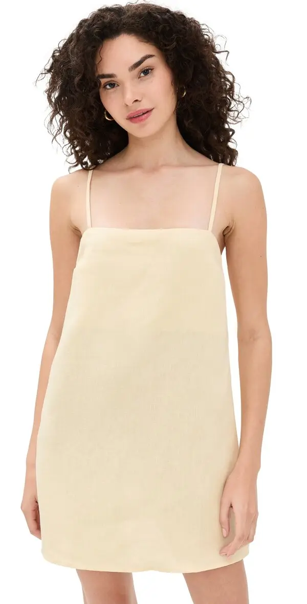 REFORMATION Aubree Linen Mini Dress - Parmesan