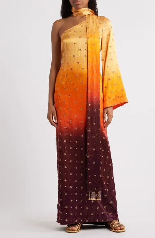 SANI Name One-shoulder Beaded Gown