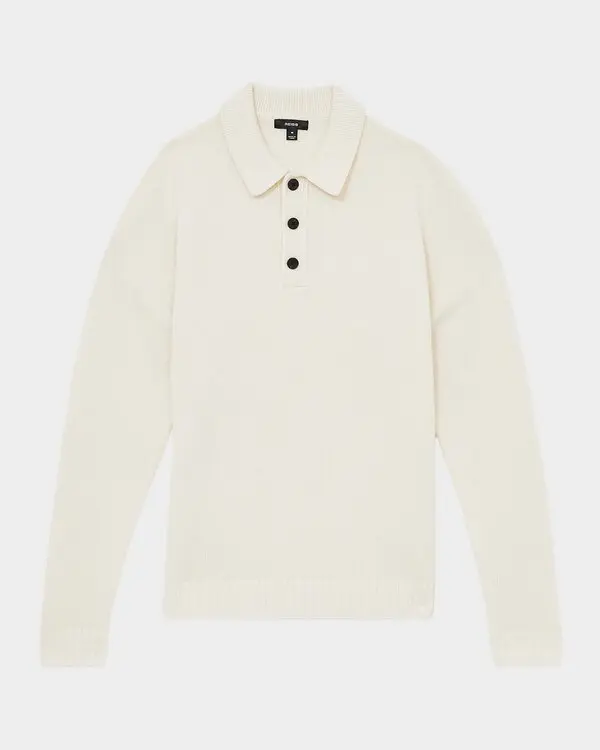 REISS Jacob Wool Knit Polo Sweater - Off White