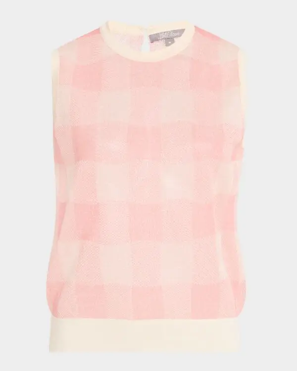 Lela Rose Check Knit Tank Top
