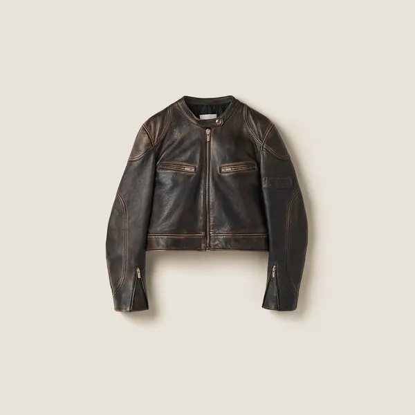 Miu Miu Nappa Leather Biker Jacket