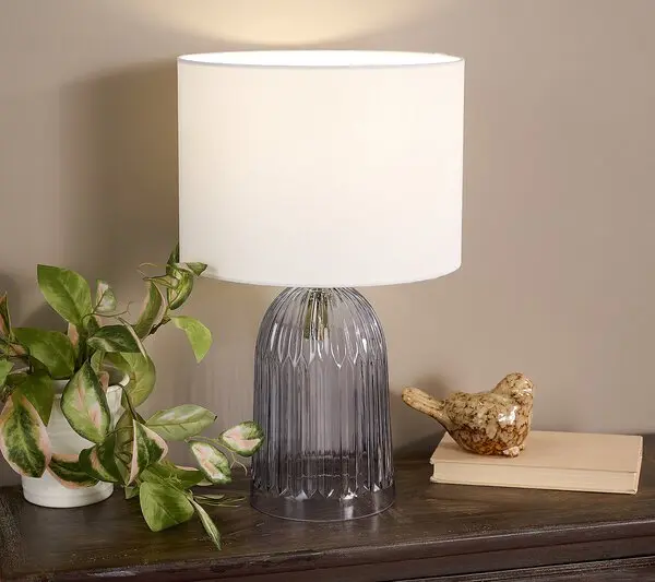 LWYA BY KIM GRAVEL 18' Ribbed Glass 3-way Tabletop Lamp Kim Gravel
