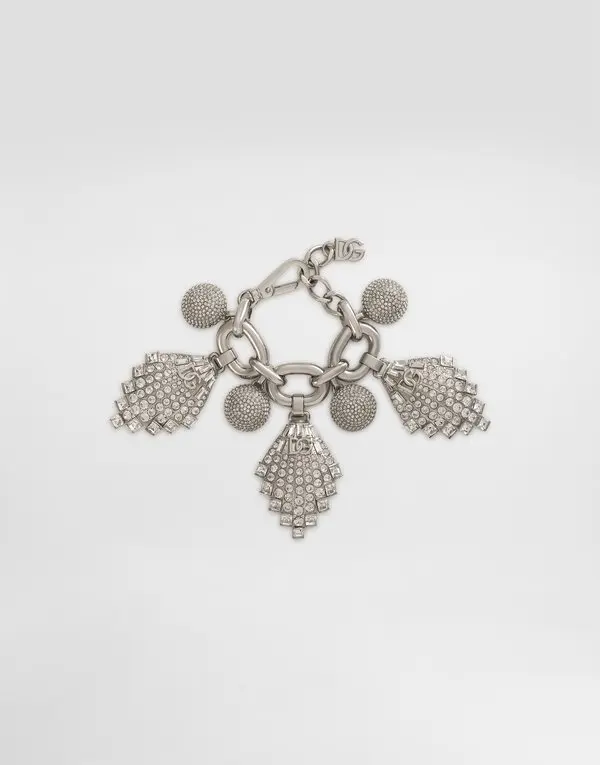 Dolce & Gabbana Chain Bracelet With Rhinestones And Logo