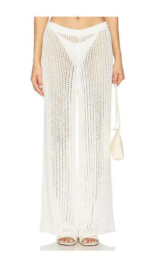 LA PORTE Mia Windowpane Knit Pant - Cloud