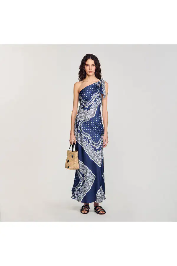 white christmas dresses Women's Western Bandana Print Midi Slip Dress S