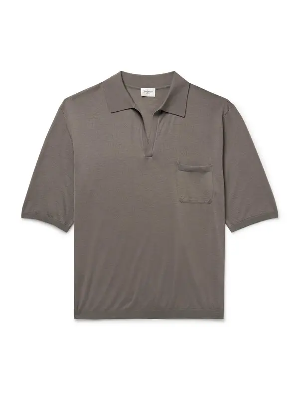 Saint Laurent Wool Polo Shirt - Gray